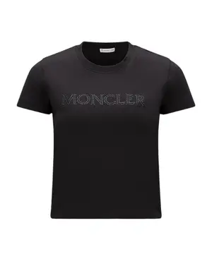 Moncler Logo Embellished Crewneck T-shirt - Black