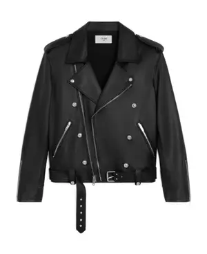 Celine Loose Biker Jacket In Calfskin - Black