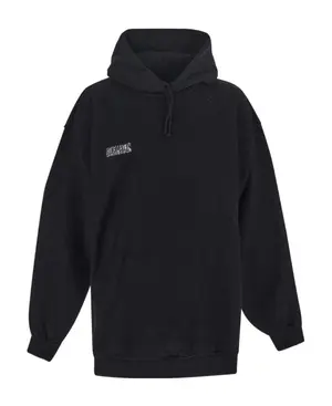 Vetements Logo Drawstring Hoodie - Black
