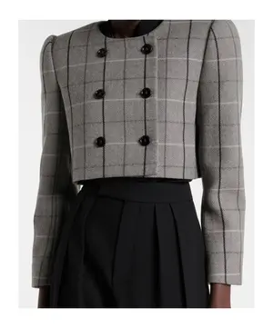 Chloé Checked Cropped Wool Jacket