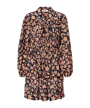 Chloé Floral Gathered Silk Minidress - Black