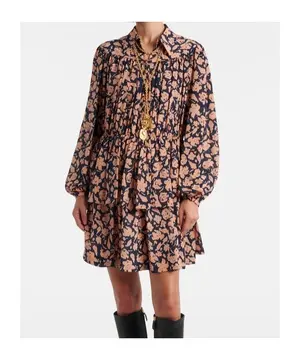 Chloé Floral Gathered Silk Minidress