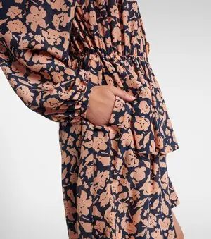 Chloé Floral Gathered Silk Minidress