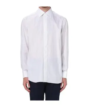 Brioni Pointed-collar Twill Shirt