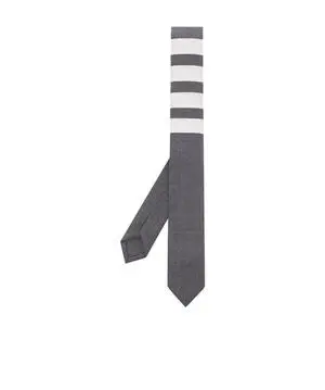 Thom Browne 4-bar Plain Weave Striped Tie - Medium Gray