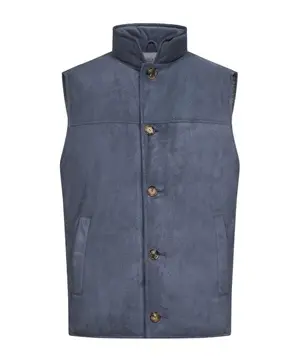 Brunello Cucinelli Sleeveless Stand-up Collar Gilet - Blue