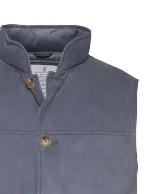 Brunello Cucinelli Sleeveless Stand-up Collar Gilet - Blue