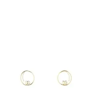 Dolce & Gabbana Dolce Gabbana Dg Logo Engraved Hoop Earrings - Yellow