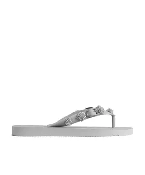Balenciaga Cagole Thong Sandal In /crystal - Grey