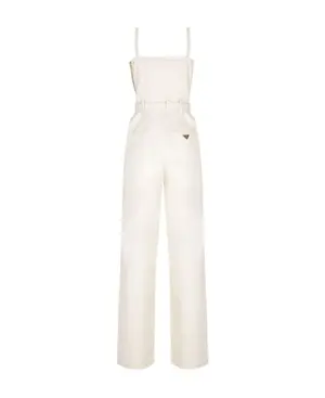 Prada Belted Sleeveless Tailored Jumpsuit With Wide Leg