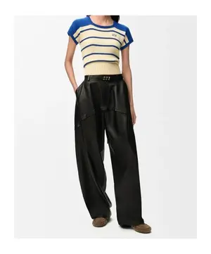 Loewe Short-sleeved Knit Top With Embroidered Logo - Yellow/blue