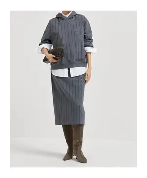 Brunello Cucinelli Sequined Striped Hooded Sweater