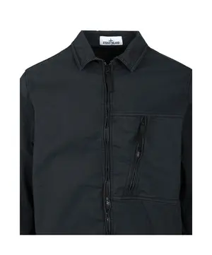 Stone Island Logo Patch Zipped Overshirt