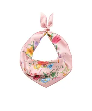 Gucci Printed Silk Twill Diamond Scarf - Pink