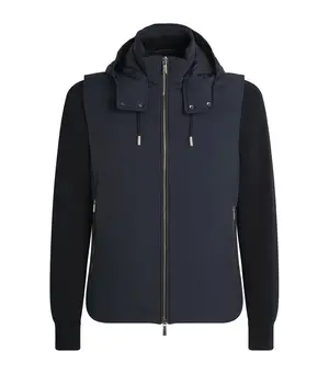 MOORER Quilted Hybrid Jacket - Navy