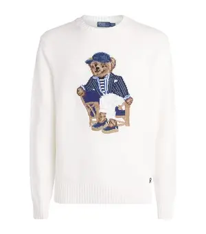 Polo Ralph Lauren Cotton Jacquard Newport Bear Sweater - White
