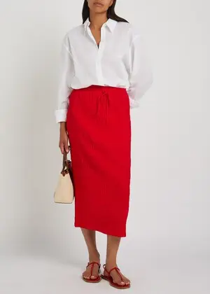 Polo Ralph Lauren Shirred Woven Midi Skirt
