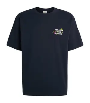 Drole De Monsieur Cotton Vine Slogan T-shirt - Navy