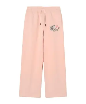 Burberry Wide-leg Drawstring Sweatpants With Check Embroidery - Pink