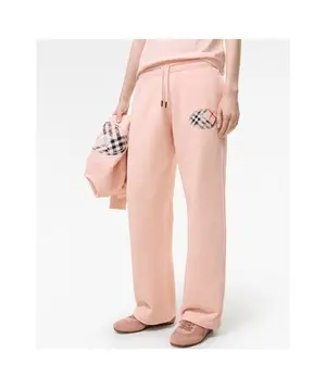 Burberry Wide-leg Drawstring Sweatpants With Check Embroidery - Pink