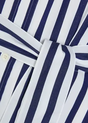 Polo Ralph Lauren Embroidered Striped Cotton Poplin Midi Shirt Dress