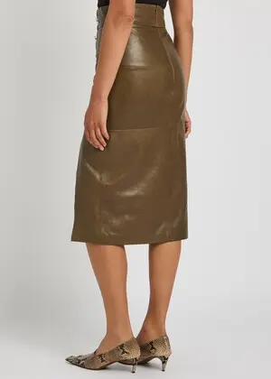 SKIIM Lucy Leather Midi Skirt