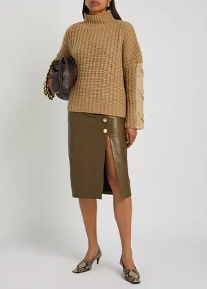 SKIIM Lucy Leather Midi Skirt