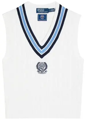 Polo Ralph Lauren Embroidered Cable-knit Cotton Vest - Cream
