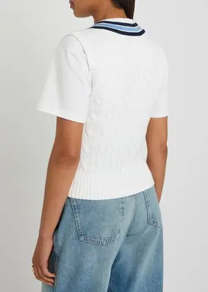 Polo Ralph Lauren Embroidered Cable-knit Cotton Vest