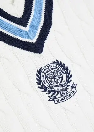 Polo Ralph Lauren Embroidered Cable-knit Cotton Vest