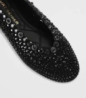 Kurt Geiger Jewel Embellished Ballet Flats - Black