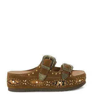 Kurt Geiger Western Buckle Flatform Sandals - Brown