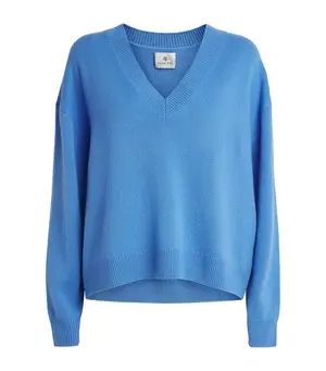 ANINE BING Cashmere Oversized V-neck Sweater - Blue