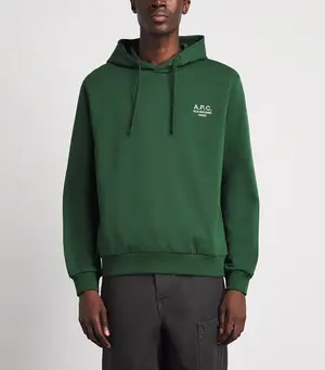 A.p.c. Cotton Rue Madame Logo Hoodie - Green