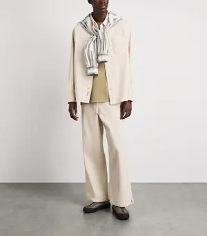 A.p.c. Cotton Drawstring Wide Leg Trousers - White
