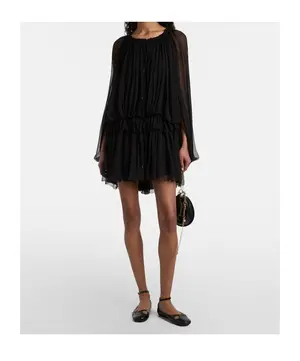 Chloé Ruffled Draped Silk Minidress