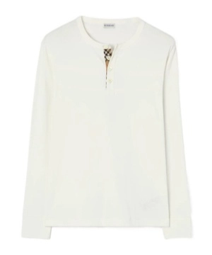 Burberry Long Sleeved Crewneck T-shirt - Chalk