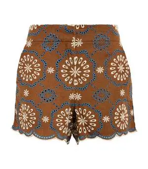 Veronica Beard Broderie Anglaise Linen Shorts