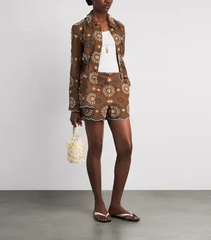 Veronica Beard Broderie Anglaise Linen Shorts