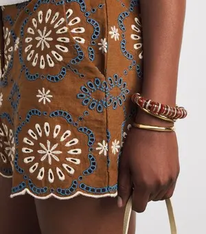 Veronica Beard Broderie Anglaise Linen Shorts