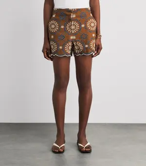 Veronica Beard Broderie Anglaise Linen Shorts