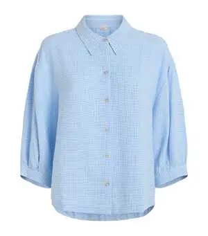 Eberjey Linen-blend Gingham Pyjama Top