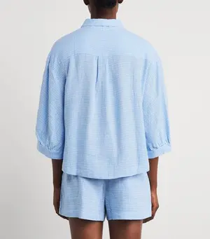 Eberjey Linen-blend Gingham Pyjama Top