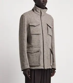 Herno Virgin Wool High-neck Utility Jacket - Brown