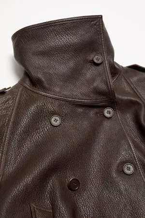 Acne Studios Double Breasted Leather Jacket - Dark Brown