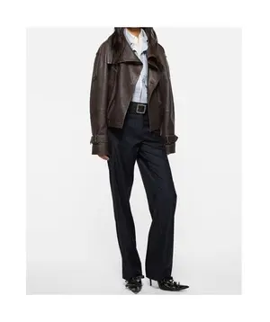 Acne Studios Double Breasted Leather Jacket - Dark Brown