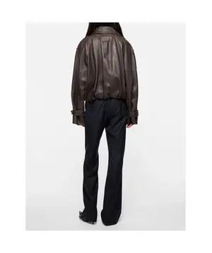 Acne Studios Double Breasted Leather Jacket - Dark Brown