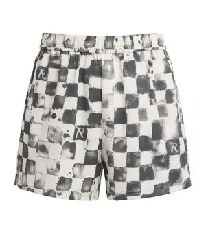 REPRESENT Smudged Checkerboard Print Swim Shorts - White
