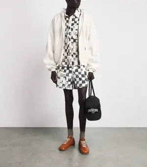 REPRESENT Smudged Checkerboard Print Swim Shorts - White
