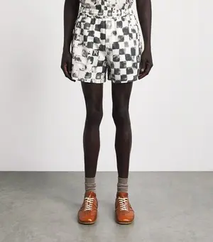 REPRESENT Smudged Checkerboard Print Swim Shorts - White
